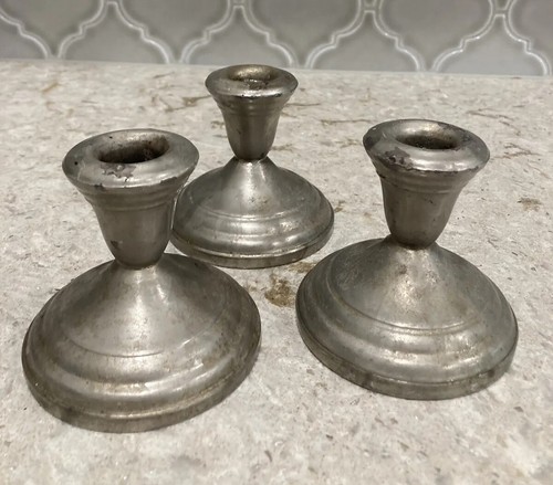 Provincetown F B Rogers Pewterlite 3 candlestick holders Vintage 4 ...
