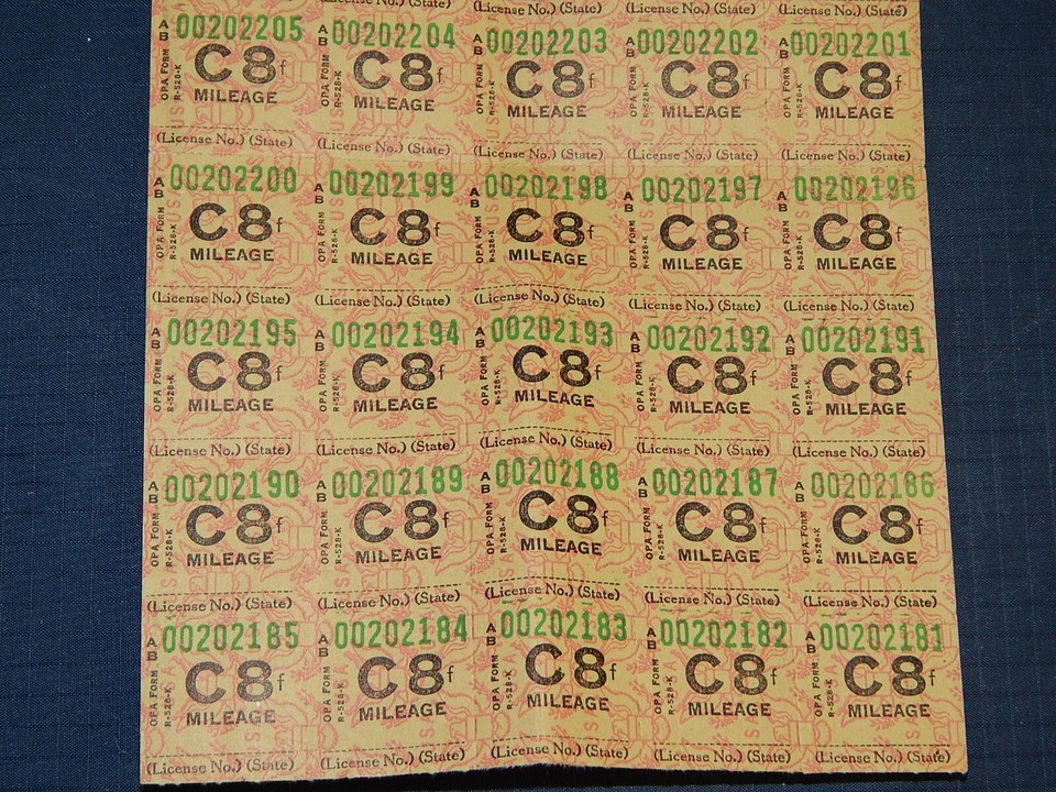 US Vintage WWII Gas Ration Stamps Sheet of 40 Unused Stamps | eBay