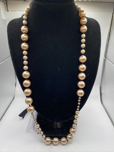 J Crew 29”off White Faux Pearls Black Ribbon Tie Clasp | eBay
