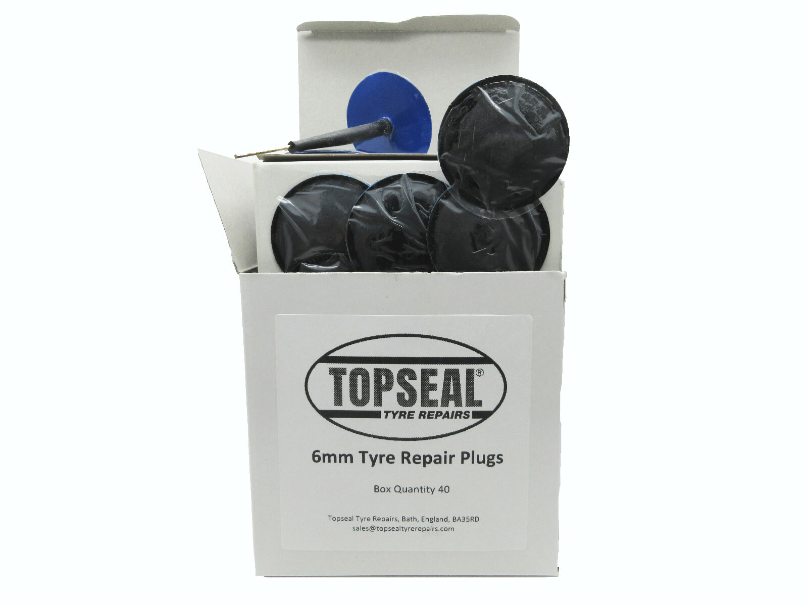 6mm Tyre Puncture Repair Combi Plug Patches Pack Of 40 & 250ml Tin Of ...