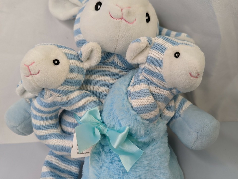 Kellytoy Knit Sheep Lamb Plush Blue White Stripe Lovey Ring Lot 2018 ...