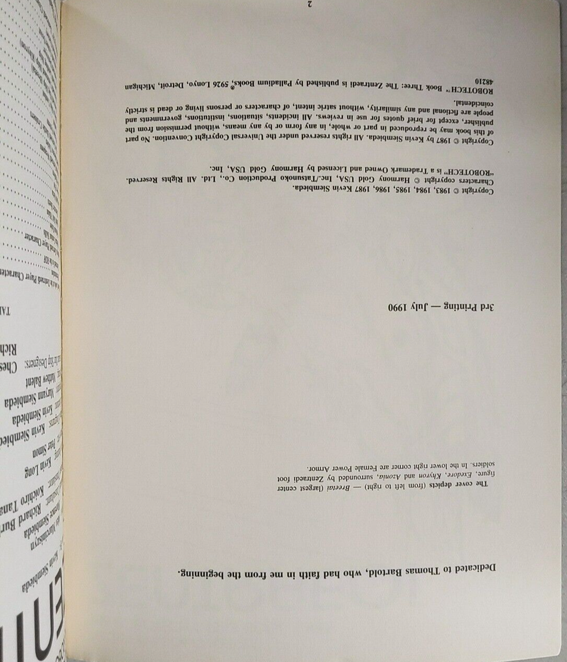 Zentraedi (Robotech RPG Book #3) Kevin Siembieda Palladium 1990 3rd ...