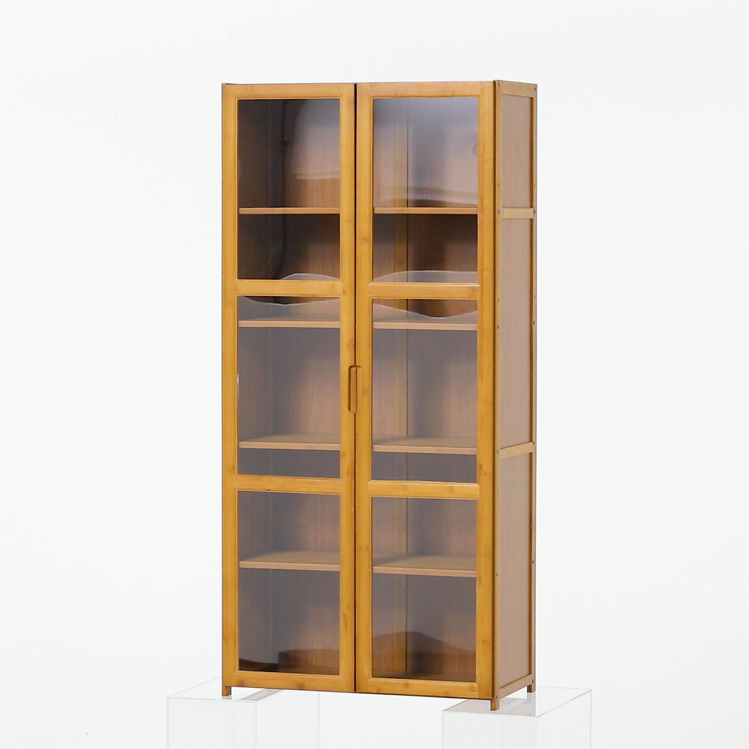 24" Bamboo 5-Tier Dual[ACRYLIC DOORS]Book Storage Shelf Enclosed ...