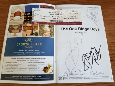 The Oak Ridge Boys - Autographs and Ticket in 2014 State Theatre ...