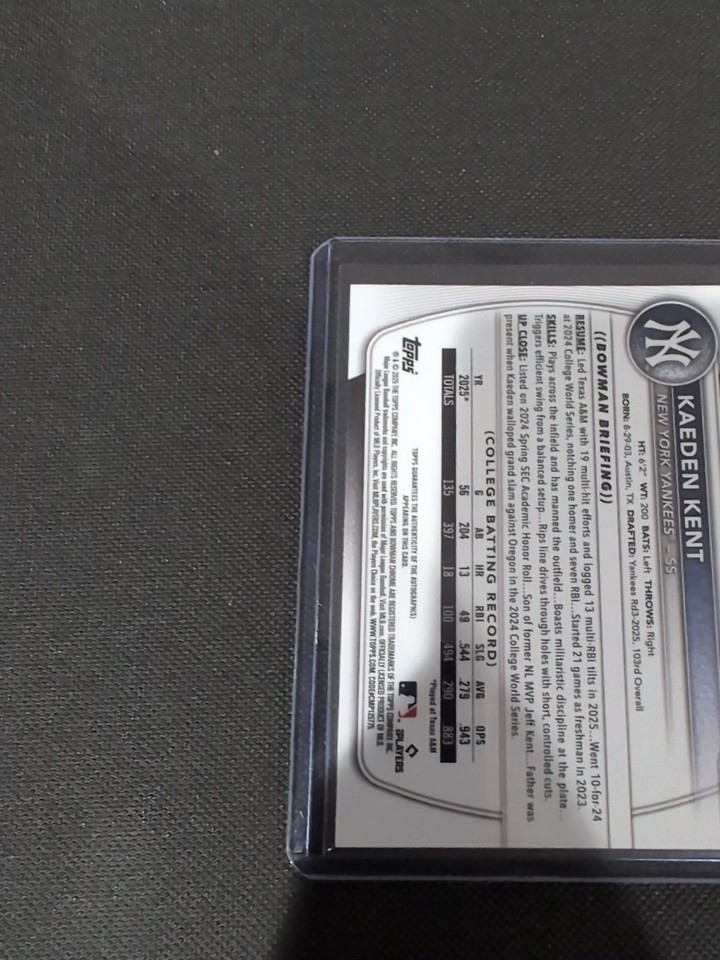 Kaeden Kent 2025 Bowman Draft Chrome Green Lava Auto 1st Bowman #/99 ...