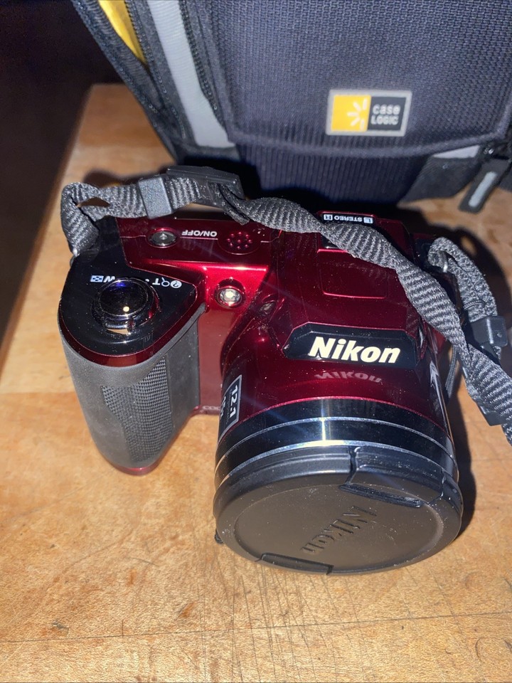 Nikon Coolpix L110 Digital Bridge Camera 12.1MP Burgundy Strap Bag ...