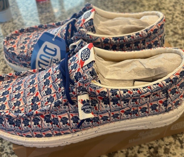 Hey Dude Wally PBR Pabst Blue Ribbon mens shoes NEW sz 10 | eBay