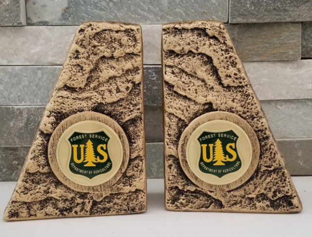 USFS United States Forest Service Set of Gold Bookends USFS Full Color ...
