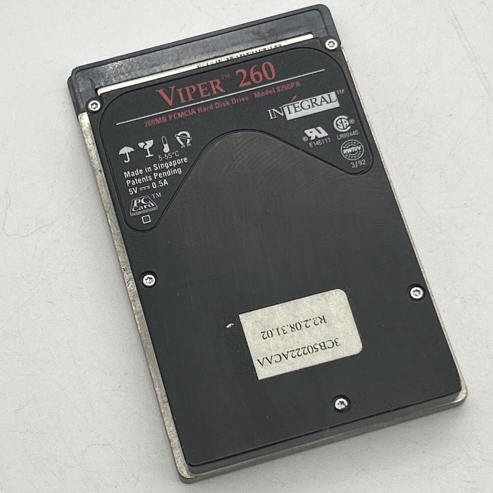 PCMCIA 260MB HD INTEGRAL Model 8260PA VIPER 260 260MB PC Card Hard Disk ...
