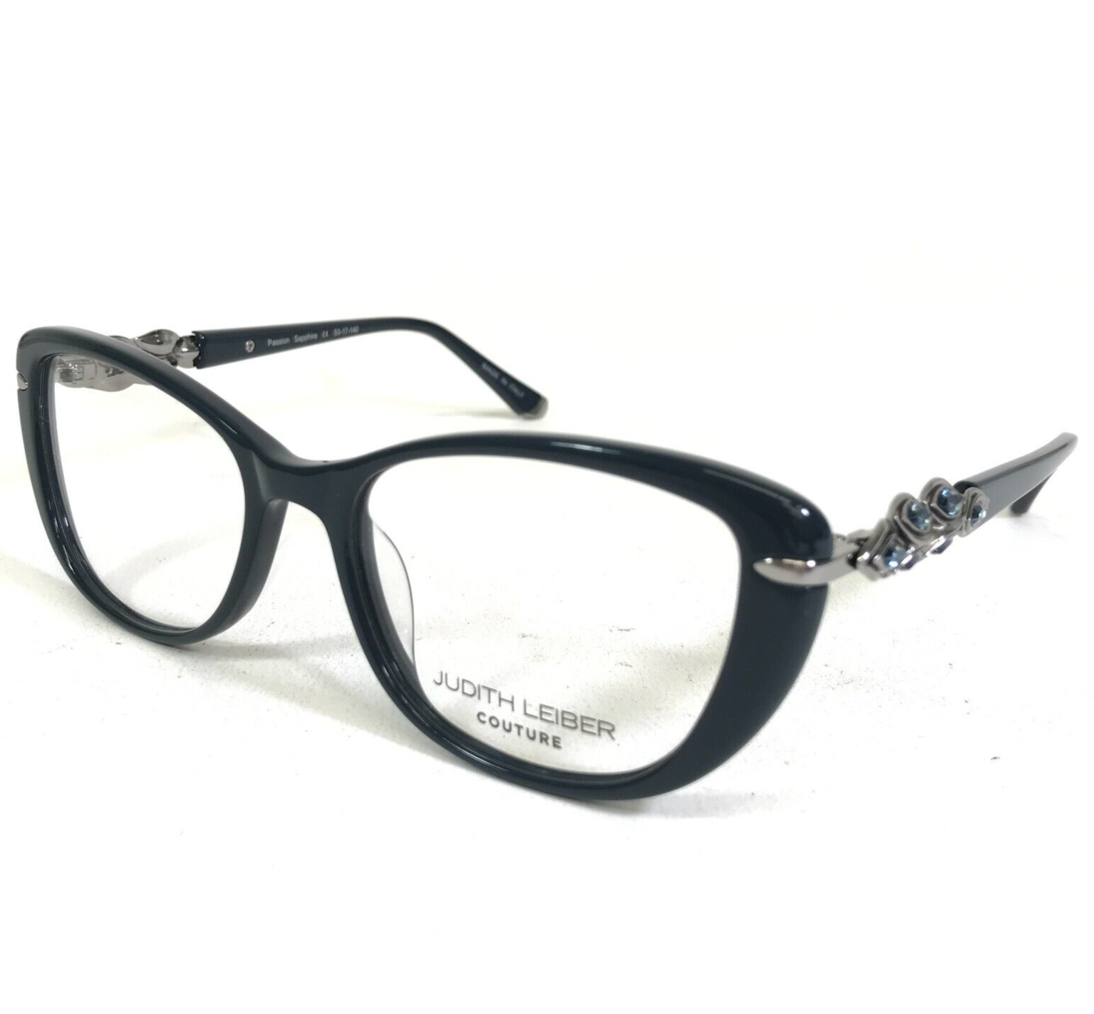 Judith Leiber Eyeglasses Frames Passion Sapphire Blue Cat Eye Crystals ...