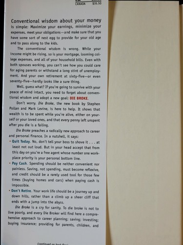 Die Broke : A Radical Four-Part Financial Plan by Mark Levine and ...