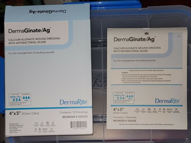 DermaGinate AG Antimicrobial Dressing Silver 4 X 5 Calcium Alginate ...