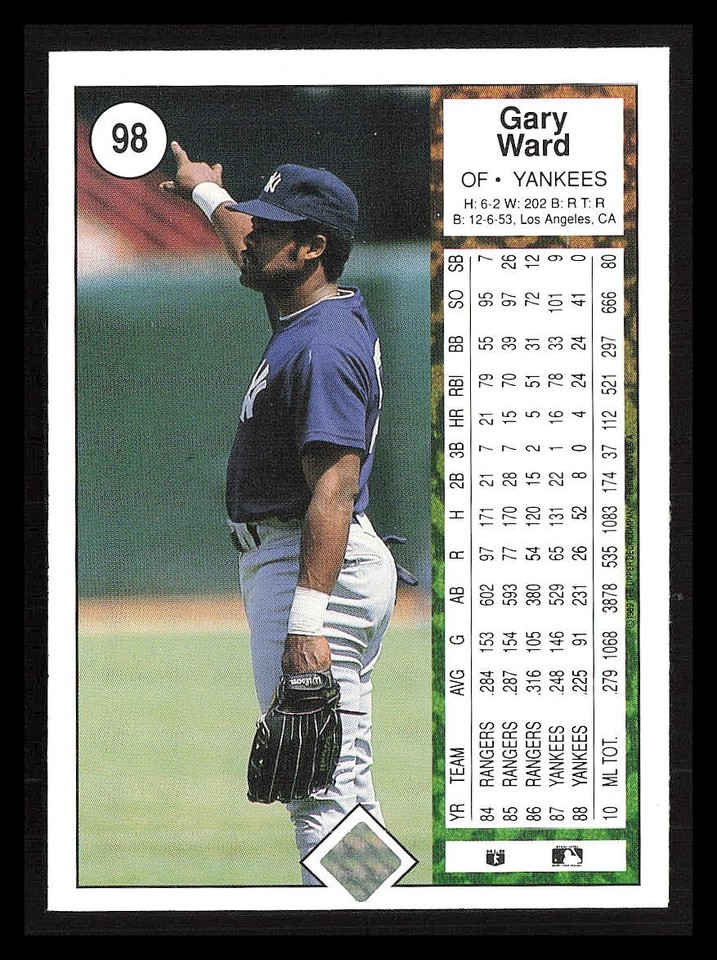 Gary Ward 1989 Upper Deck #98 New York Yankees | eBay