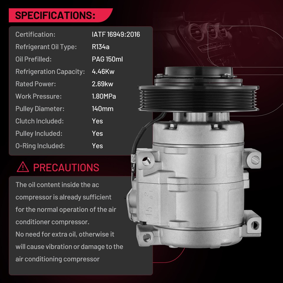 A/C AC Compressor W/ Clutch For Toyota Corolla Matrix L4 1.8L 2003-08 ...