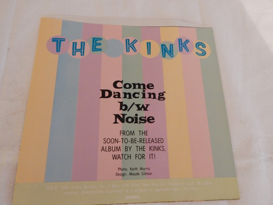 The Kinks "Come Dancing" PICTURE SLEEVE! BRAND NEW! MINT! | eBay