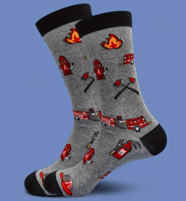 NEW Firefighter Novelty Crew Socks UK 6-10 Engine Extinguisher Hydrant ...