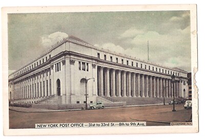 NEW YORK CITY POST OFFICE 31st St. 8th Ave Postcard NY Lumitone ...