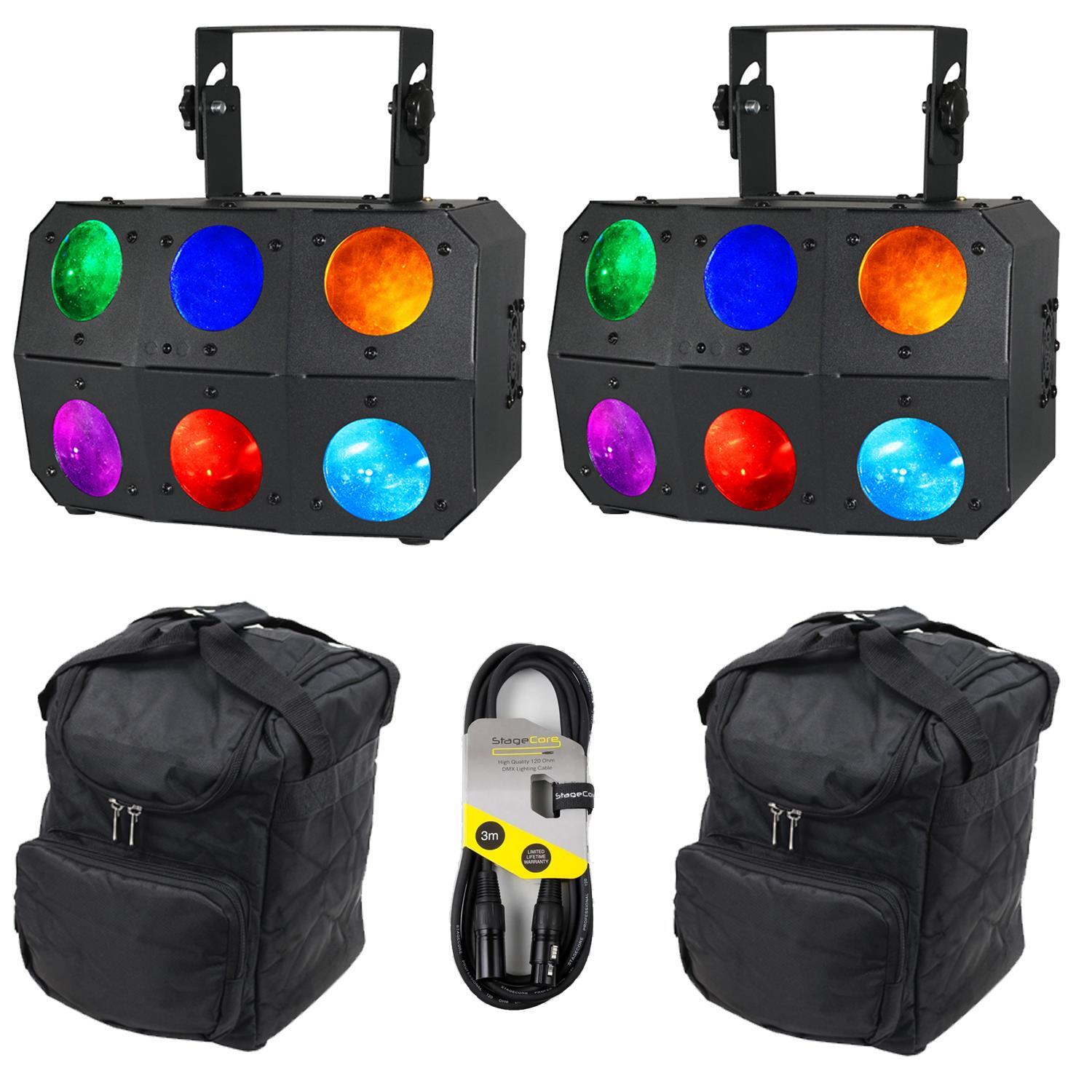 2 x Equinox Super Boogie Effect Light with Carry Bag and DMX Cable RGB ...