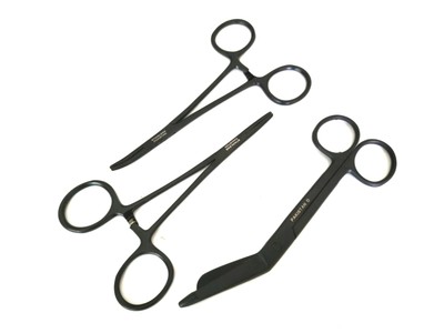 3 Pieces Full Black Bandage Scissors, Mosquito Forceps Surgical | eBay