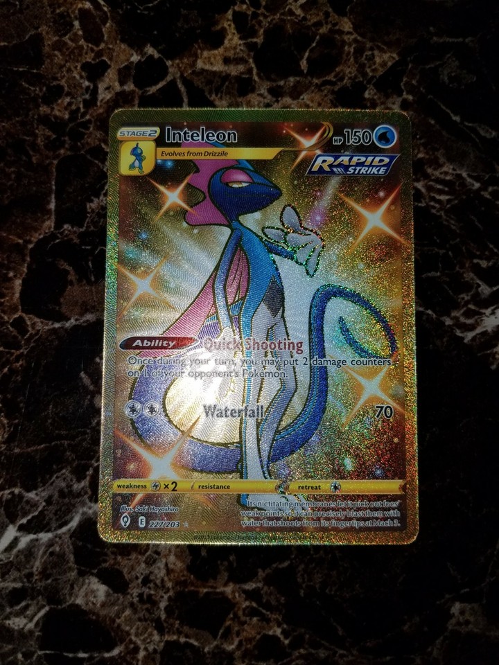 Pokemon Evolving Skies Inteleon Gold Full Art Secret 227/203! Pack ...