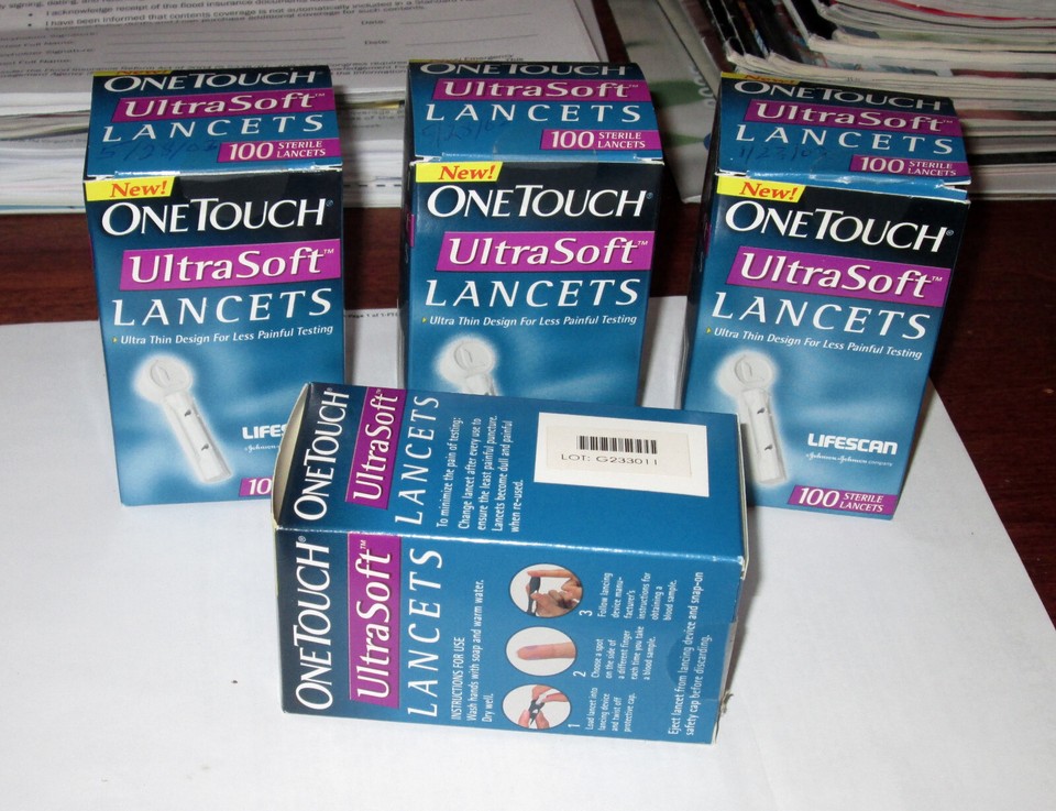 4 Boxes OneTouch Ultra Soft 100 Sterile Lancets Marked 5/28/03 - New ...