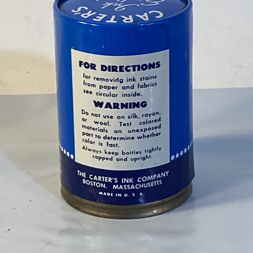 Vintage, Carter’s Ink Eradicator 2 Glass Bottles in Original Metal Tin ...