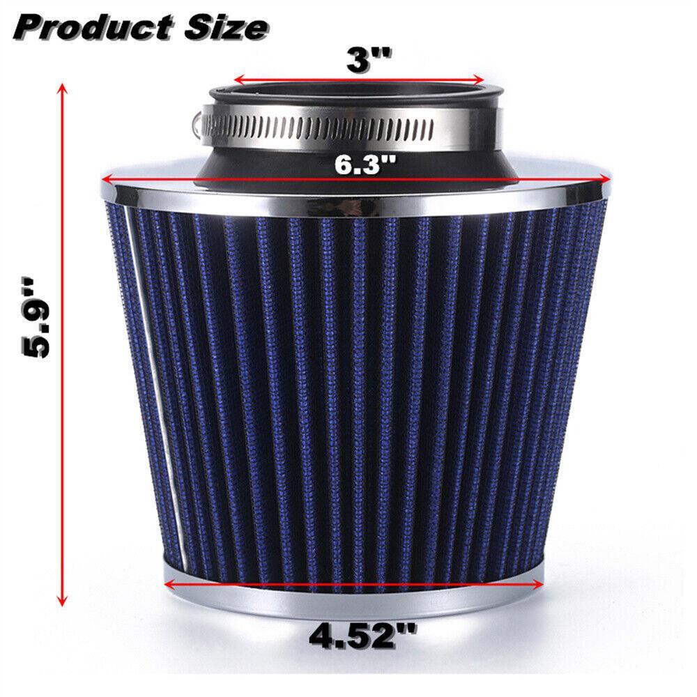 3'' red chrome intake short plunger 76mm cold air intake cone filter ...