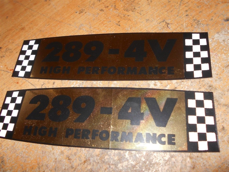 FORD CHECKERBOARD 289 4-V HIGH PERFORMANCE VALVE COVER DECALS SET PAIR ...