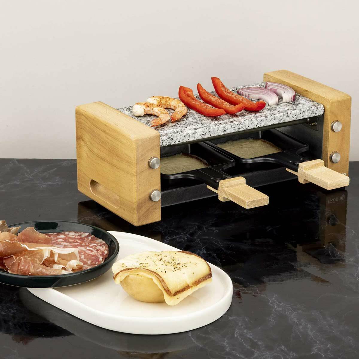 Kleines Raclette im Holzdesign für 2 Personen mit Kochstein H.Koenig ...