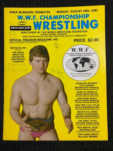 1981 Aug 24 WWF CHAMPIONSHIP WRESTLING Program Magazine VG 4.0 Bob ...