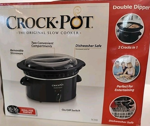 CROCK POT Double Dipper Slow Cooker Warmer 2 Sides Divided Dip Sauces ...