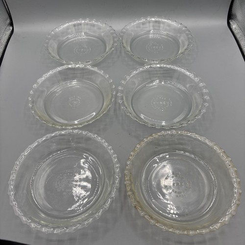 Set of 6 PYREX Mini Pie Tart Plate Pan 206 Scalloped Edge 6 Inch Clear ...