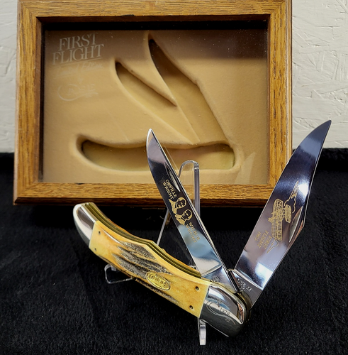 Case XX Genuine Stag Wright Brothers First Flight Folding Hunter 2 Dot ...