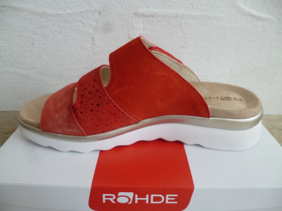 Rohde Ladies Mules Slippers Red 5402 Leather | eBay