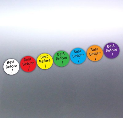 196 best before stickers at 15mm different colours days kitchen chef ...