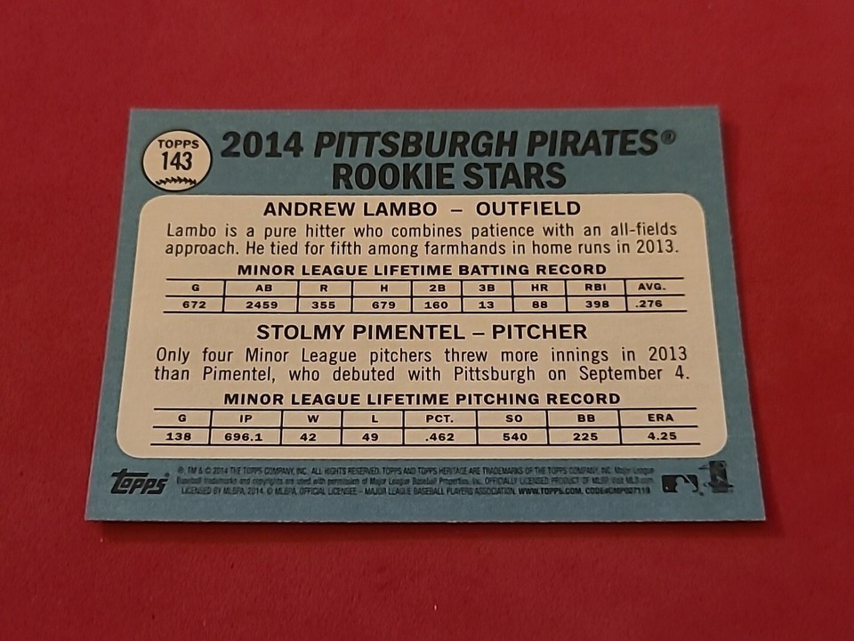 2014 Andrew Lambo - Stolmy Pimental Topps Heritage ROOKIE #143 | eBay