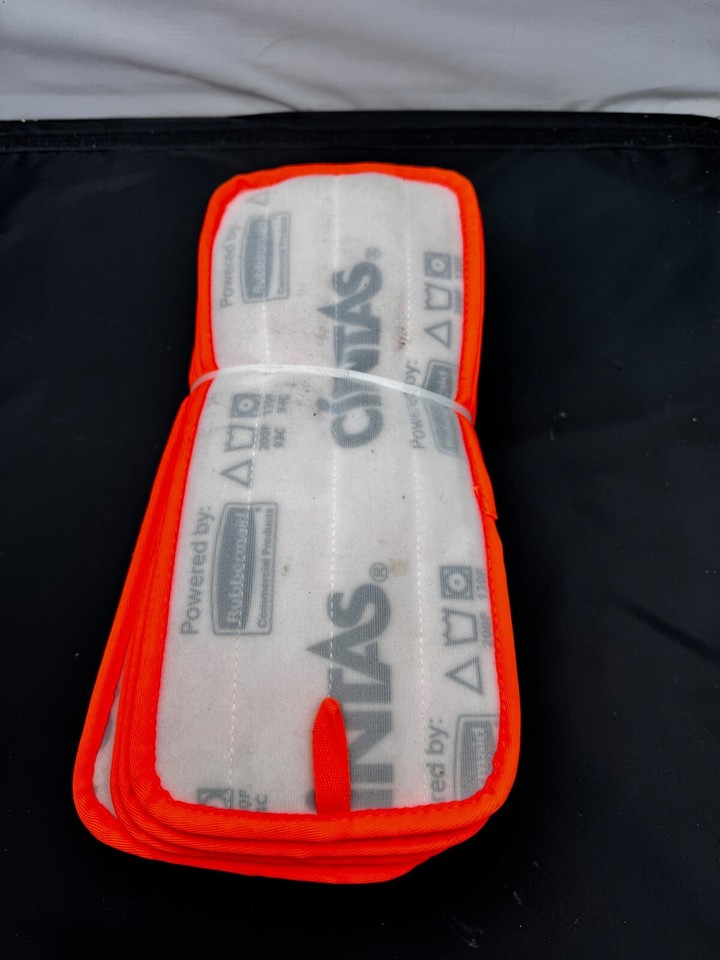 Lot of 10 ORANGE RUBBERMAID CINTAS Washable Mop Pads Microfiber Fits ...