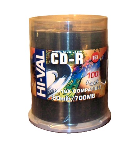 HI-VAL CD-R 100 PACK 700MB 80MIN 1X-16X RECORDABLE BLANK MEDIA DISCS ...