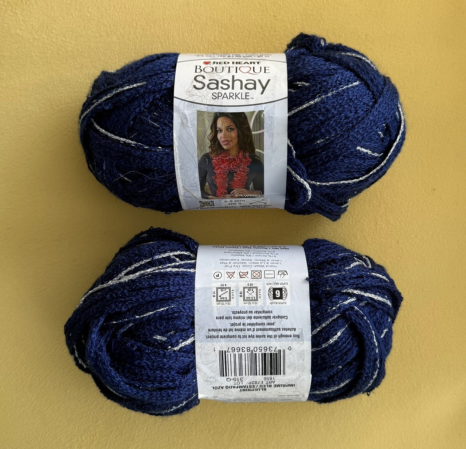 Red Heart Boutique Sashay Sparkle Ruffle Yarn-Blueprint - Lot of 2 New ...