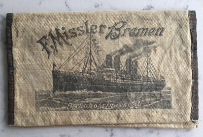ANTIQUE F. MISSLER BREMEN STEAMSHIP TICKET AGENT & BANKER CANVAS TICKET ...