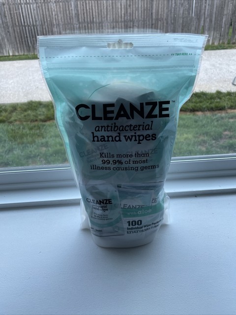 100 Cleanze Hand Wipes With Aloe - Individually Packaged 6.5 X 4.5 in ...