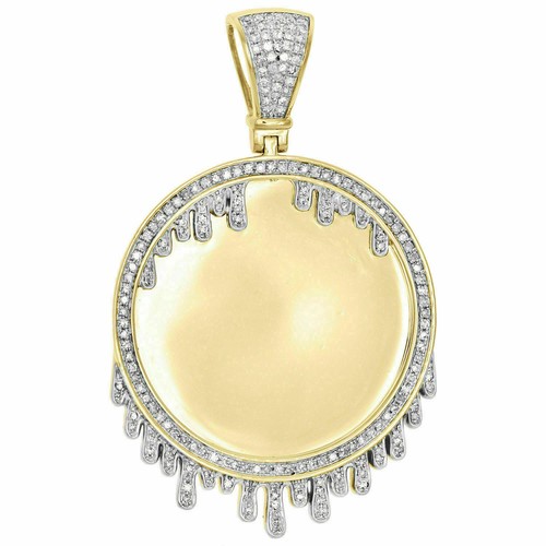 4.00Ct Round Moissanite Memory Photo Frame Gift Pendant 14k Yellow Gold ...