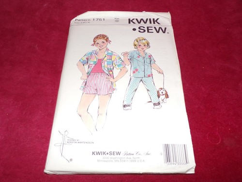 💐 KWIK SEW #1751 - GIRLS HAWAIIAN STYLE SHIRT-PANTS & SHORTS PATTERN SM ...