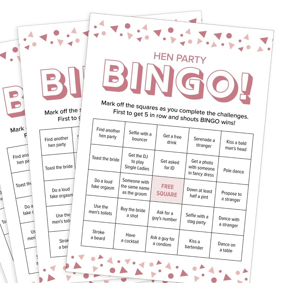 Hen Party Bingo, Hen Party Games, Quiz Hen Do Bridal Party Accessory ...