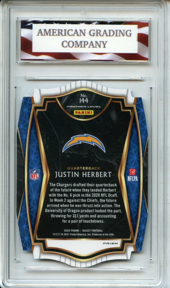 2020 Panini Select Prizm Premier #144 Justin Herbert Rookie Card AGC 10 ...