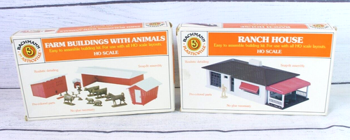 Bachmann HO Farm Buildings with Animals No. 45-2652 & Ranch House Kit ...
