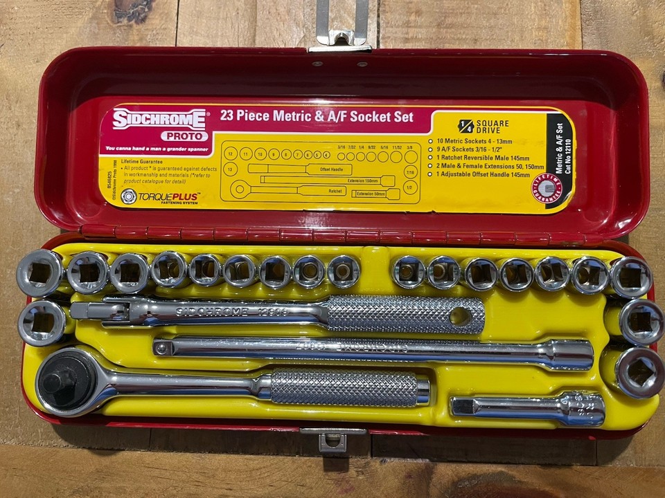 Sidchrome Proto 23pc Metric & AF 1/4dr Socket Set | eBay Australia