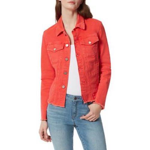 Frayed Women's Jacket Classic Denim Flare Scarlet Cotton Red Jean's ...