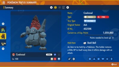 Shiny Coalossal 6IVs Tera Type: Flying Pokémon Scarlet and Violet | eBay