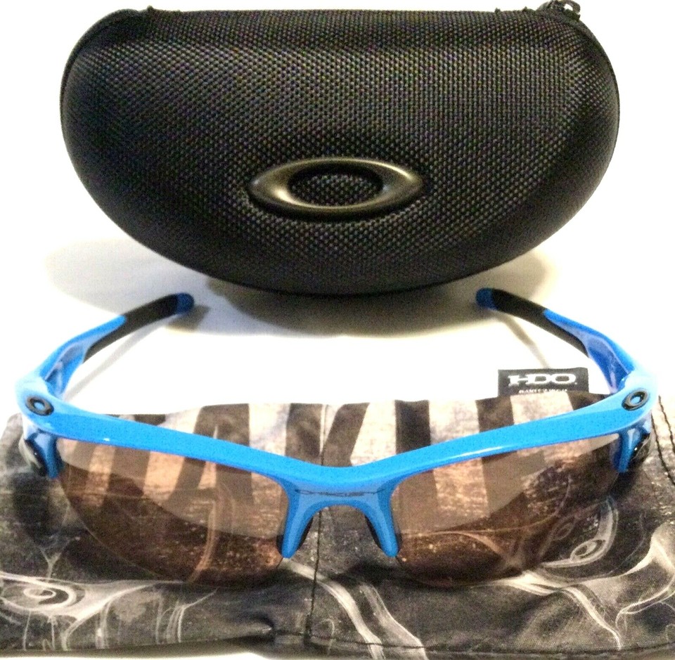 OAKLEY FAST JACKET SUNGLASSES Blue Sky Frames Black Icons VR50 Iridium ...